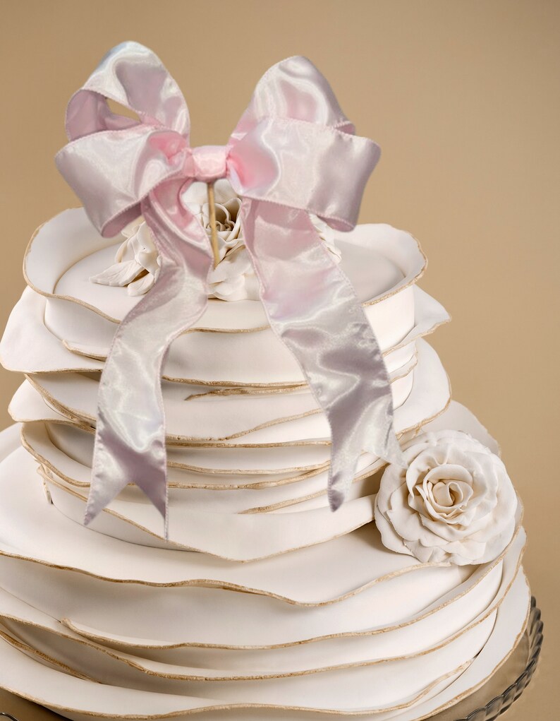 Pink, Cream or Blue Satin Bow Coquette Cake Topper Love Shack She's ...