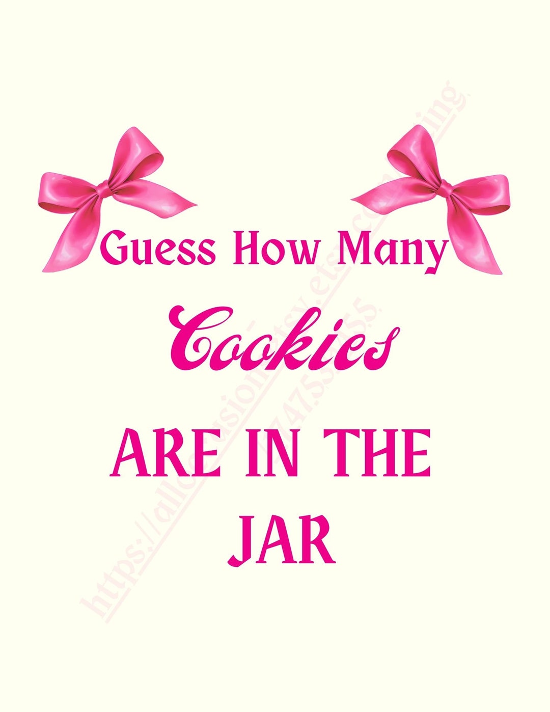 Pink Bows Guess How Many Cookies Baby Shower Birthday Party Game New ...