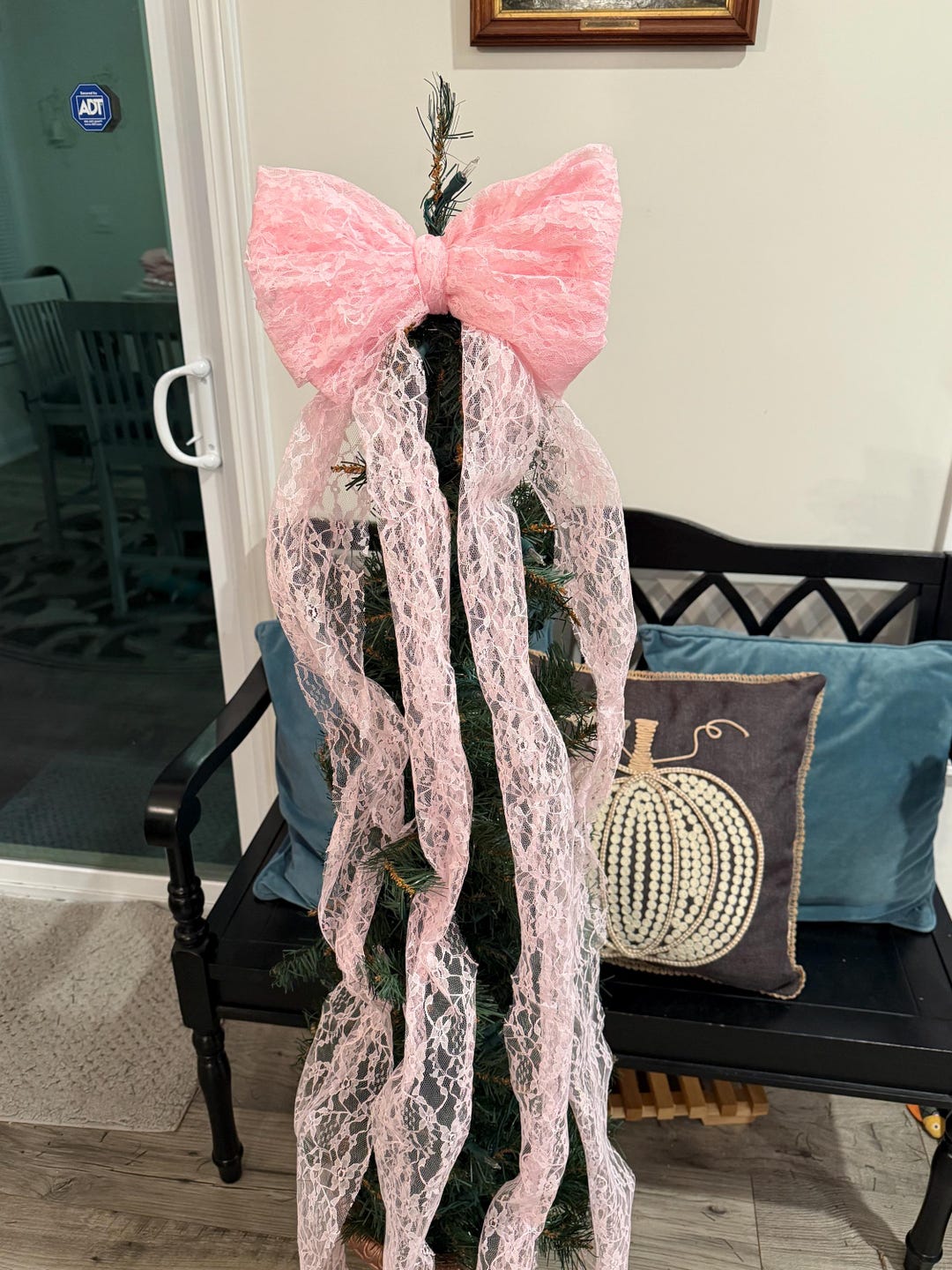 Pink and or Cream Lace Tree Bow Large Gift Bow Door Bow Wreath Bow Love ...
