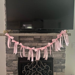 Pink Bow Garland Baby Shower Cake Smash Decor Love Shack Bridal Shower ...