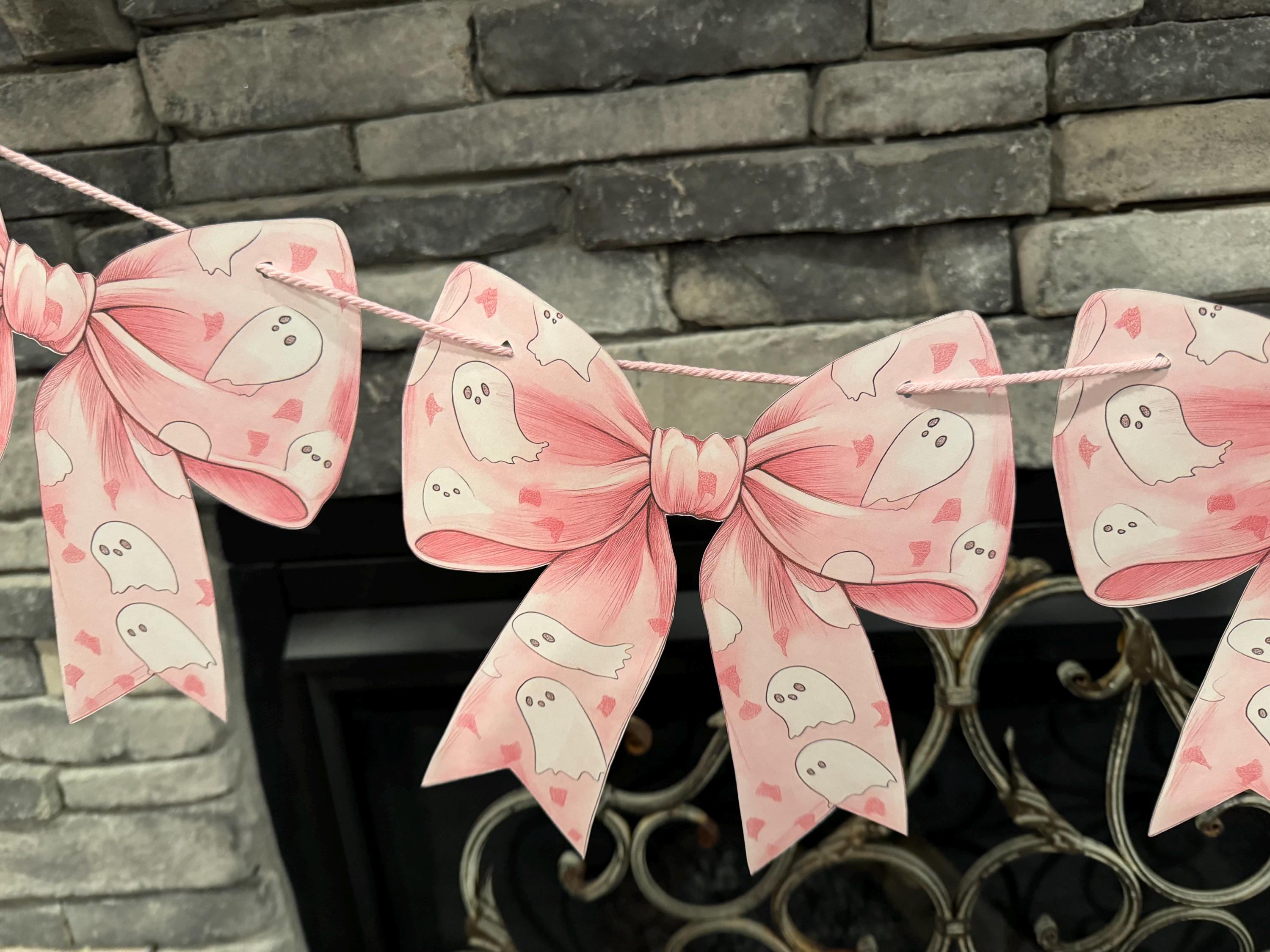 Pink Bow 8 Bows Ghost Coquette Halloween Classroom Cute Fun Ghost Party ...