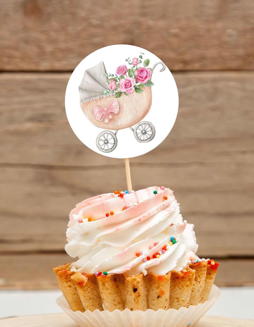 Vintage Stroller Carriage Pink Bow Roses Grand Millennial Baby Shower ...