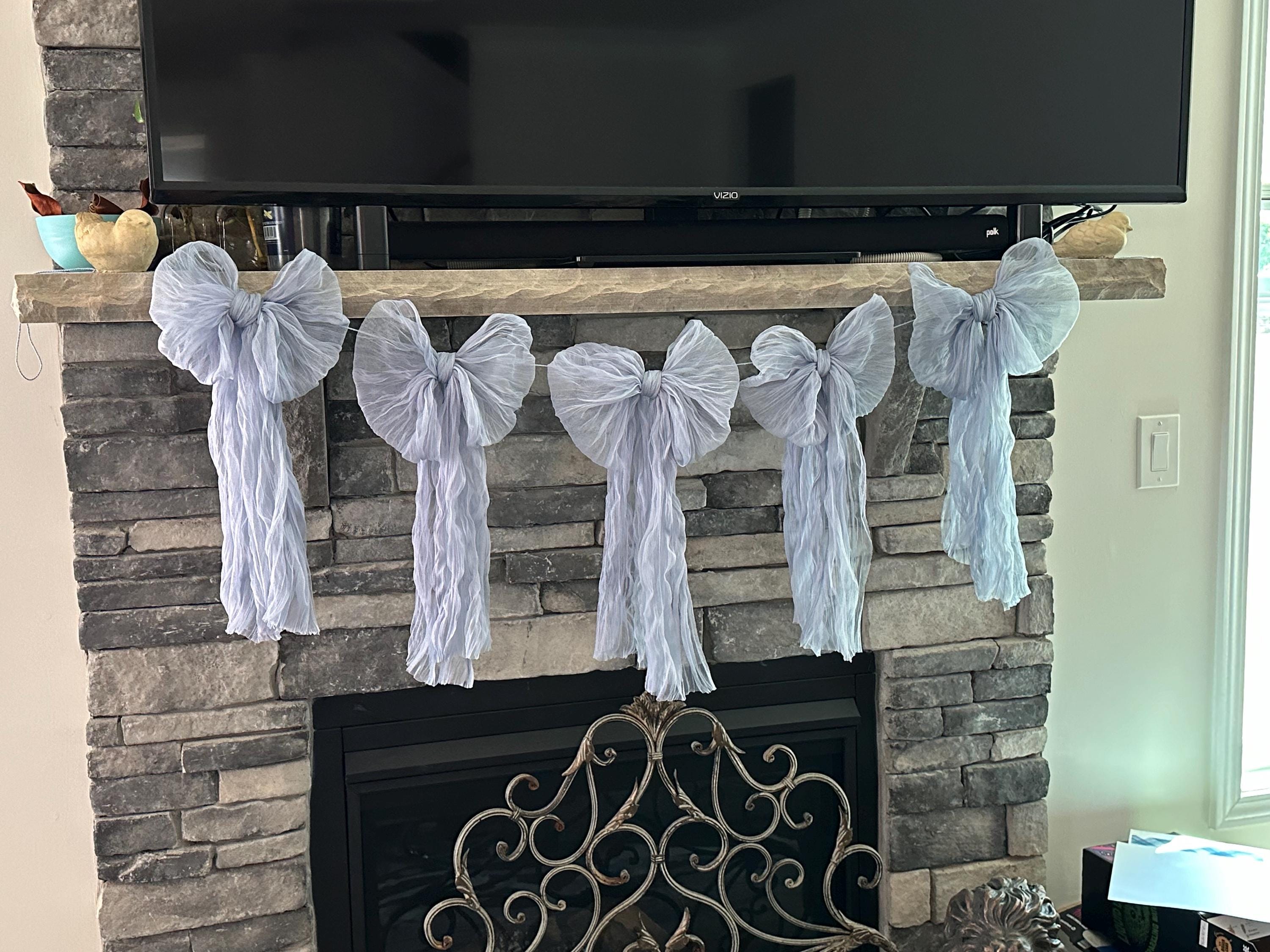 Blush Pink or Dusty Blue Rag Bow Primitive Autumnal Fall Decor Dorm ...
