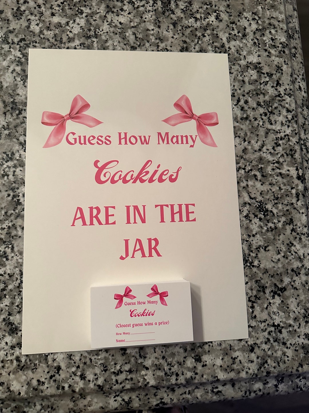 Pink Bows Guess How Many Cookies Baby Shower Birthday Party Game New ...