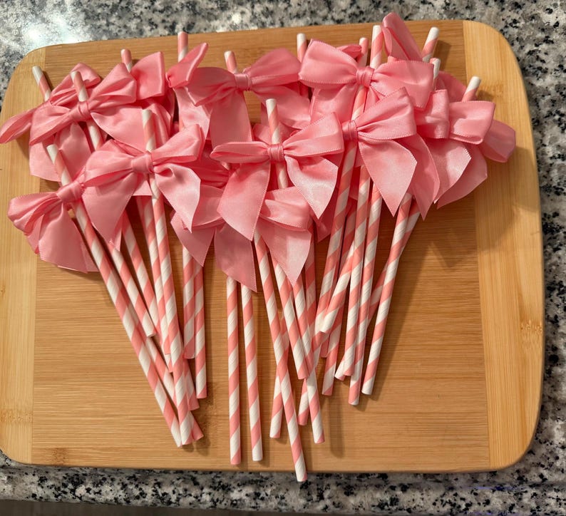 Pink or Blue Bow Straws Love Shack Baby Shower Birthday Cake Smash ...