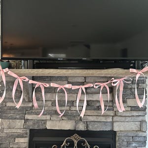 Pink Bow Garland Baby Shower Cake Smash Decor Love Shack Bridal Shower ...