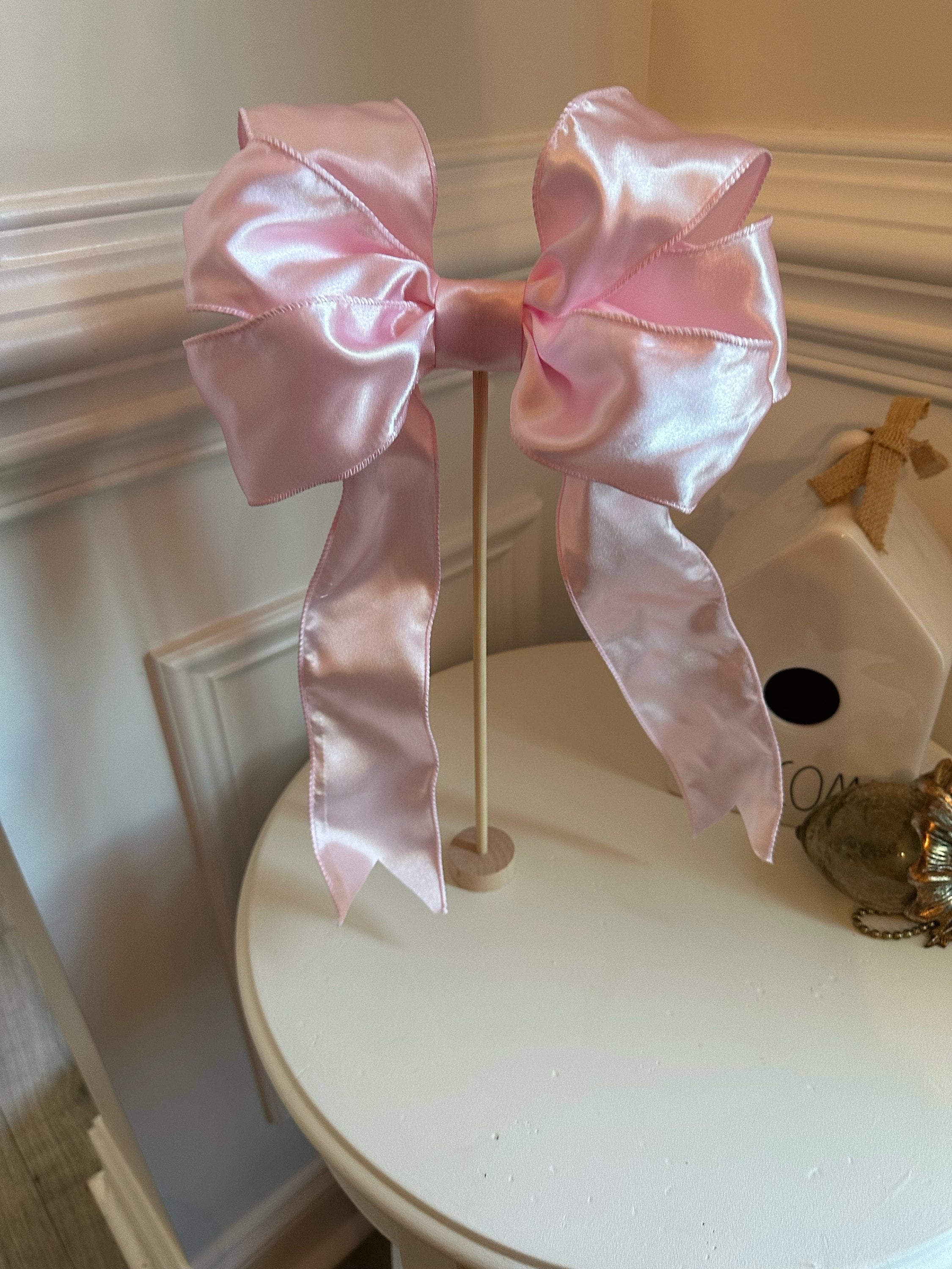 Pink, Cream or Blue Satin Bow Coquette Cake Topper Love Shack She's ...