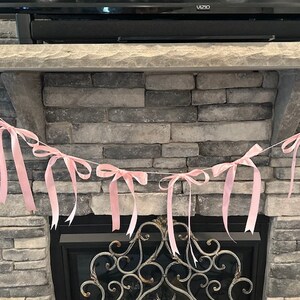Pink Bow Garland Baby Shower Cake Smash Decor Love Shack Bridal Shower ...