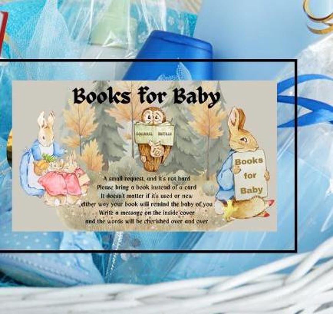 Peter Rabbit Beatrix Potter Baby Shower or Birthday Book Request Cards ...