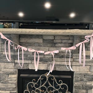 Pink Bow Garland Baby Shower Cake Smash Decor Love Shack Bridal Shower ...