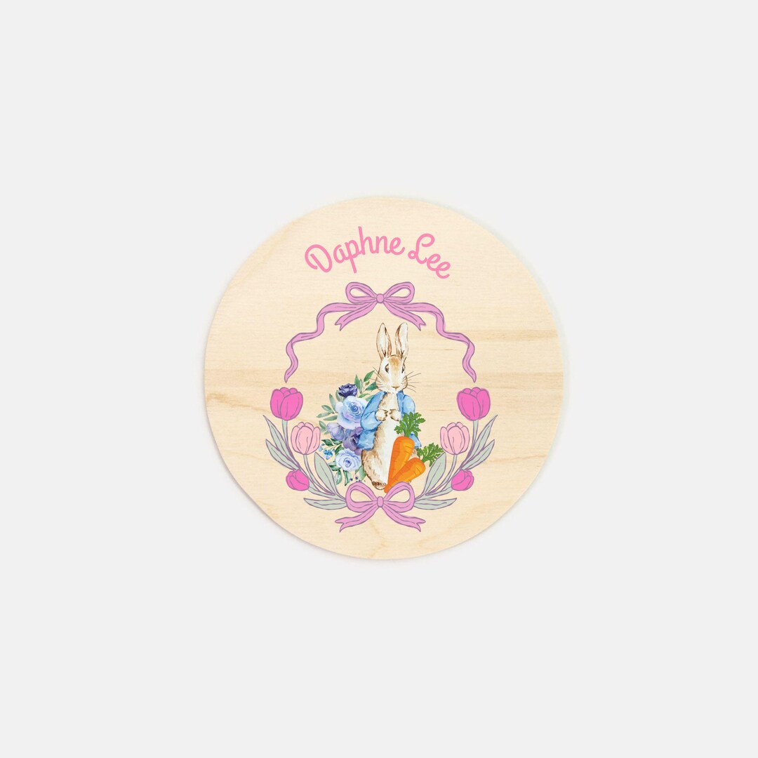 Peter Rabbit Beatrix Potter Custom Name Age Birth Announcement Woood ...