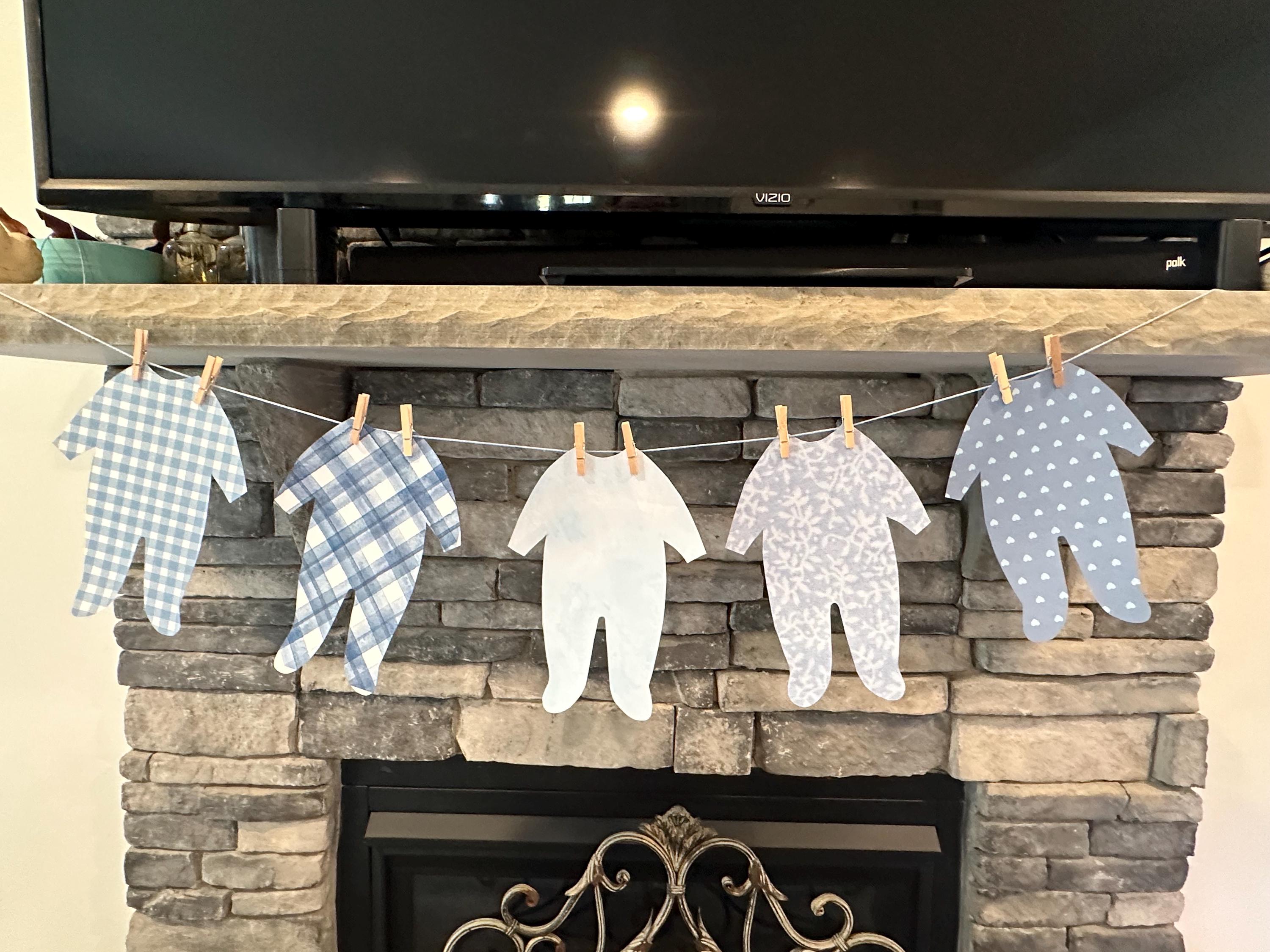 Baby Shower Pj’s Blue Jean Romper Sleeper Outfit Clothesline Blue ...