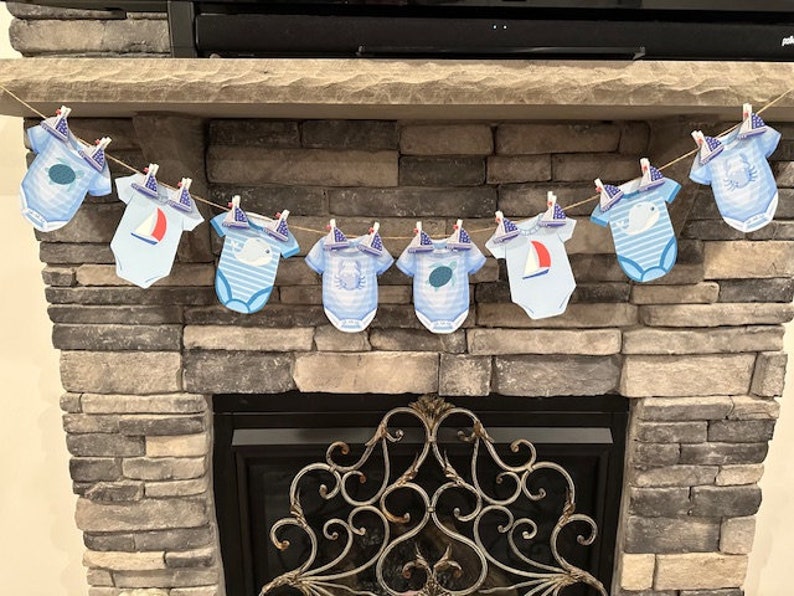 Baby Shower Blue Boy Digital Download Sea Theme Baby Romper Outfit ...