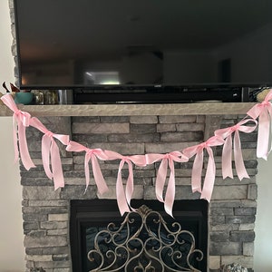 Pink Bow Garland Baby Shower Cake Smash Decor Love Shack Bridal Shower ...