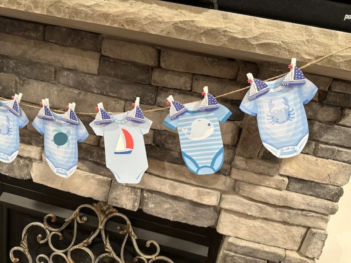 Baby Shower Blue Boy Digital Download Sea Theme Baby Romper Outfit ...