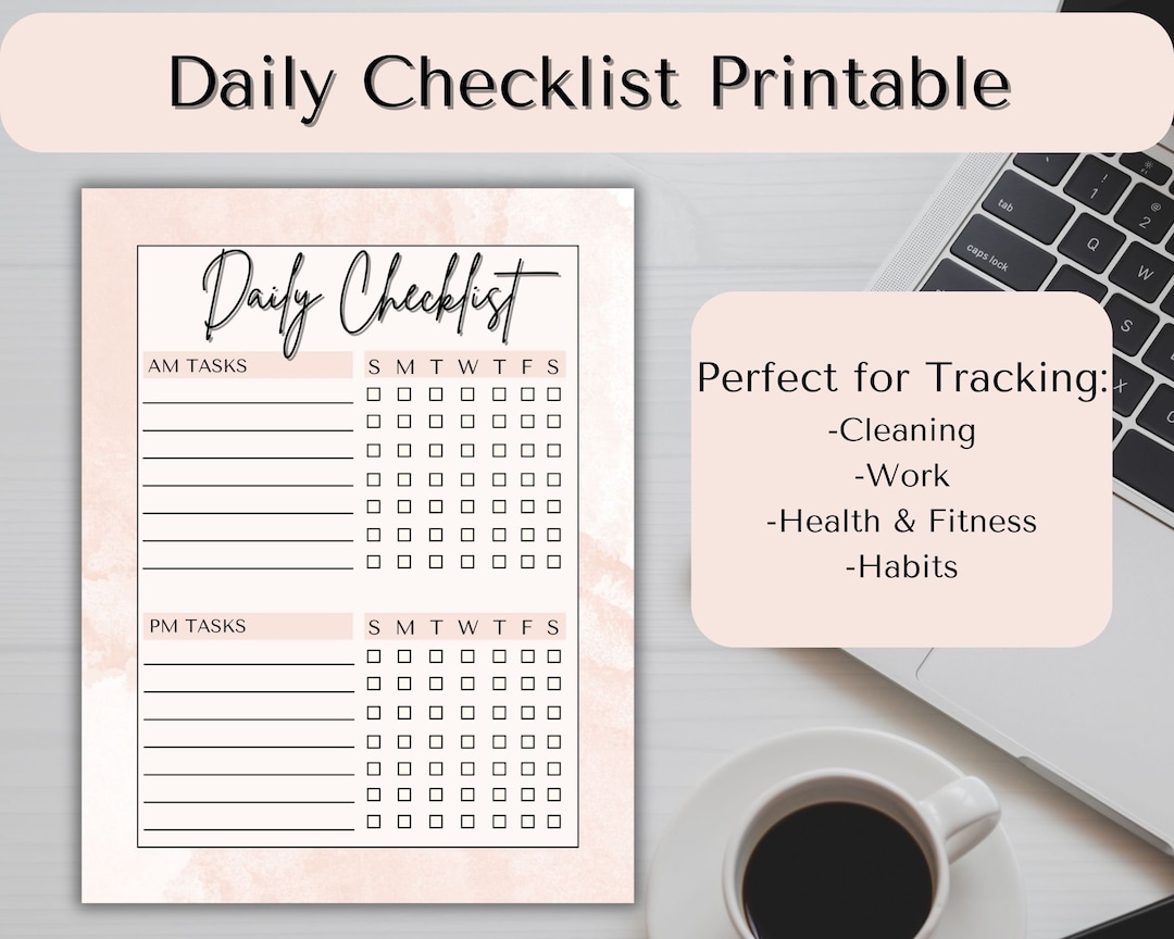 Aesthetic Daily Checklist Printable, Cleaning Checklist, Habit ...