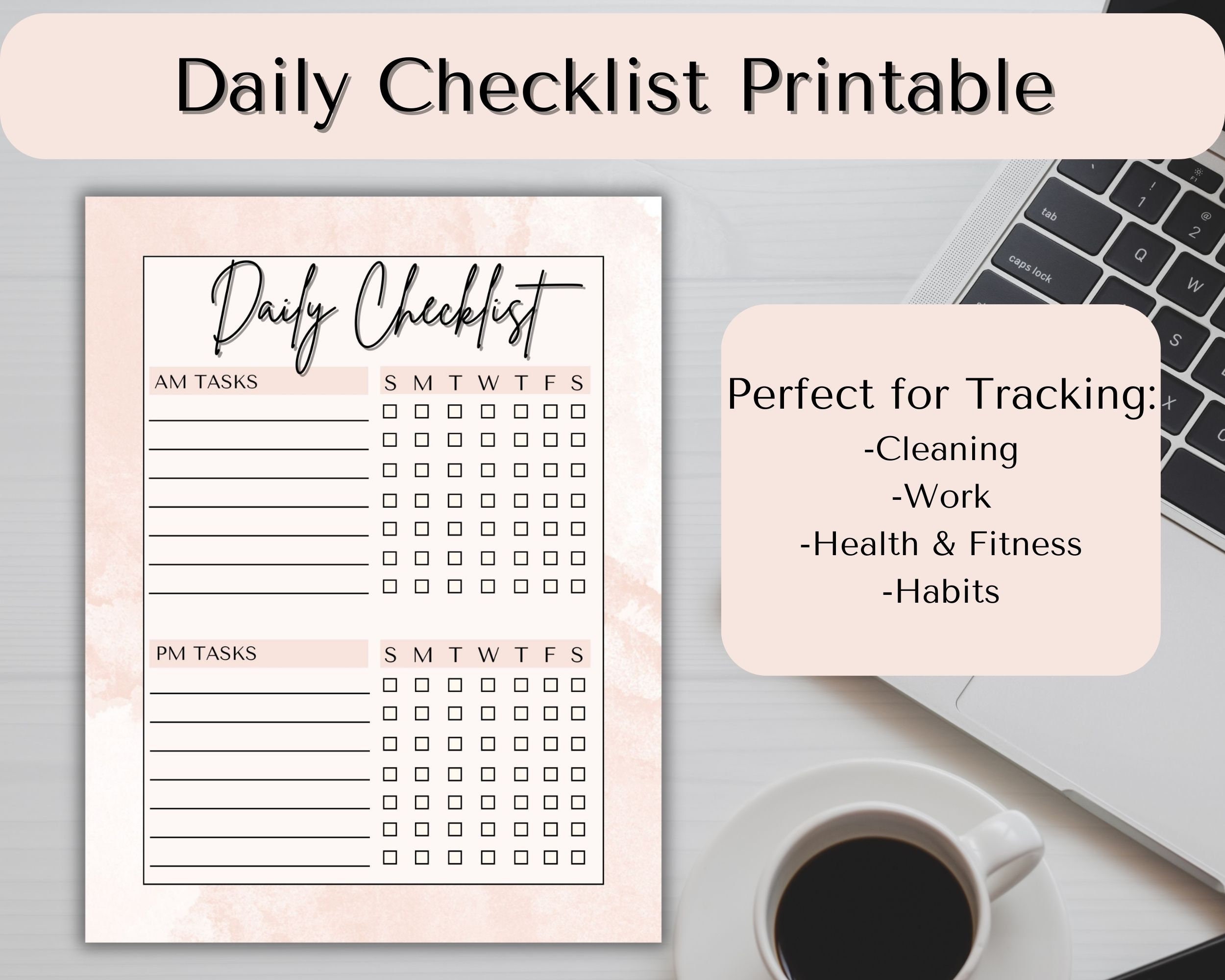 Aesthetic Daily Checklist Printable, Cleaning Checklist, Habit ...