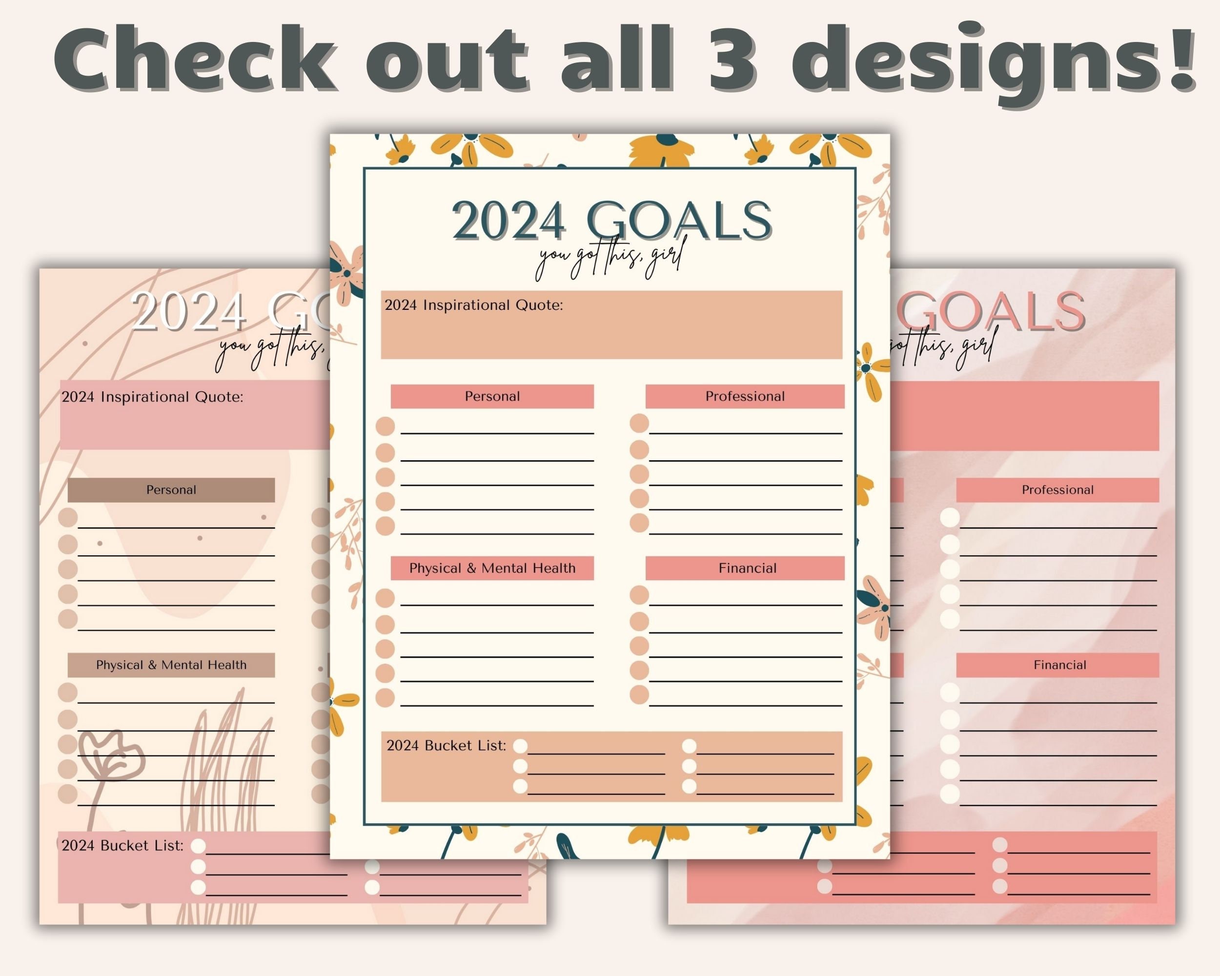 2024 Goals Planner Printable, 2024 Goal Planning, New Years Resolution ...