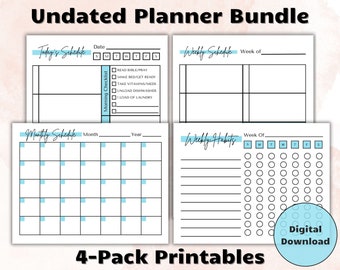 Undated Block Schedule Daily, Weekly, Monthly Planner, & Habit Tracker ...