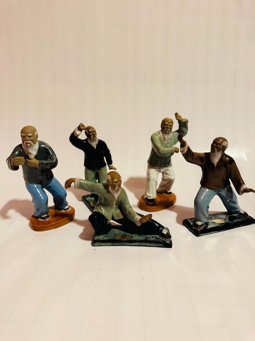 Shiwan Chinese Man Art Figurine Doing Tai Chi Exercise, Qty 5. Approx 6 ...