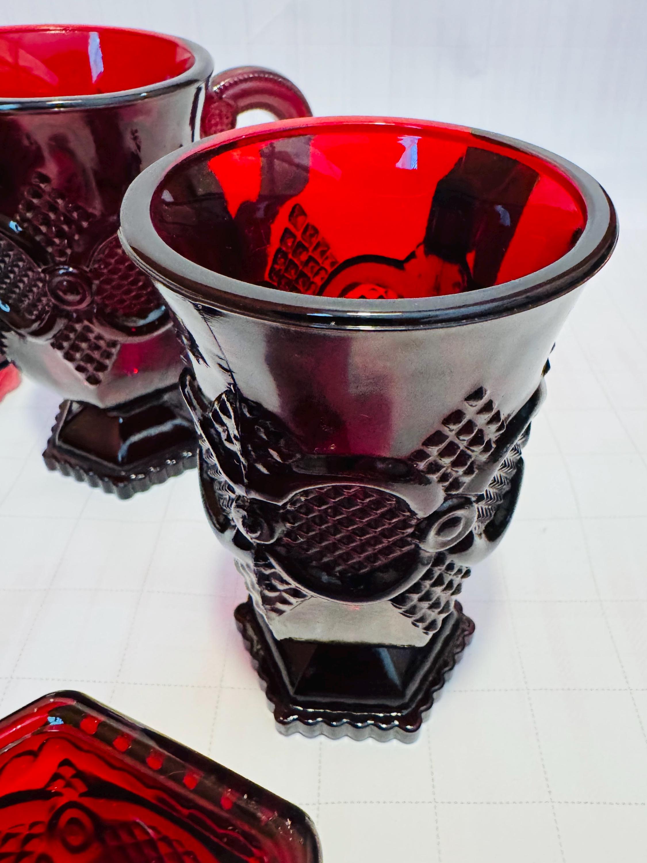 Vintage AVON Cape Cod Ruby Red 10 Piece LOT - Divided Relish Butter ...