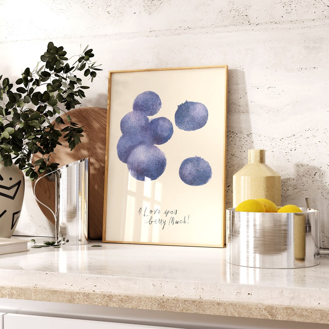Love You Berry Much Blueberry Kitchen Art Print (digital Download) - Etsy