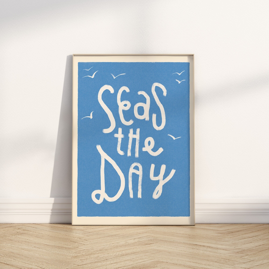 Seas the Day Octopus Wall Art Print Funny Retro Trendy Digital Art ...