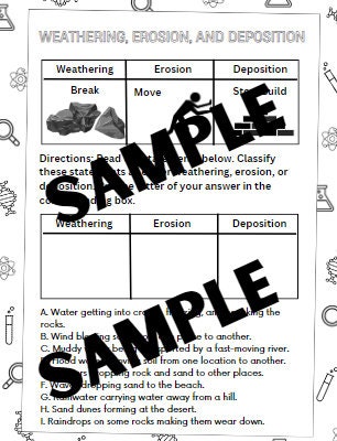 Weathering, Erosion, and Deposition Worksheet and Key - Etsy