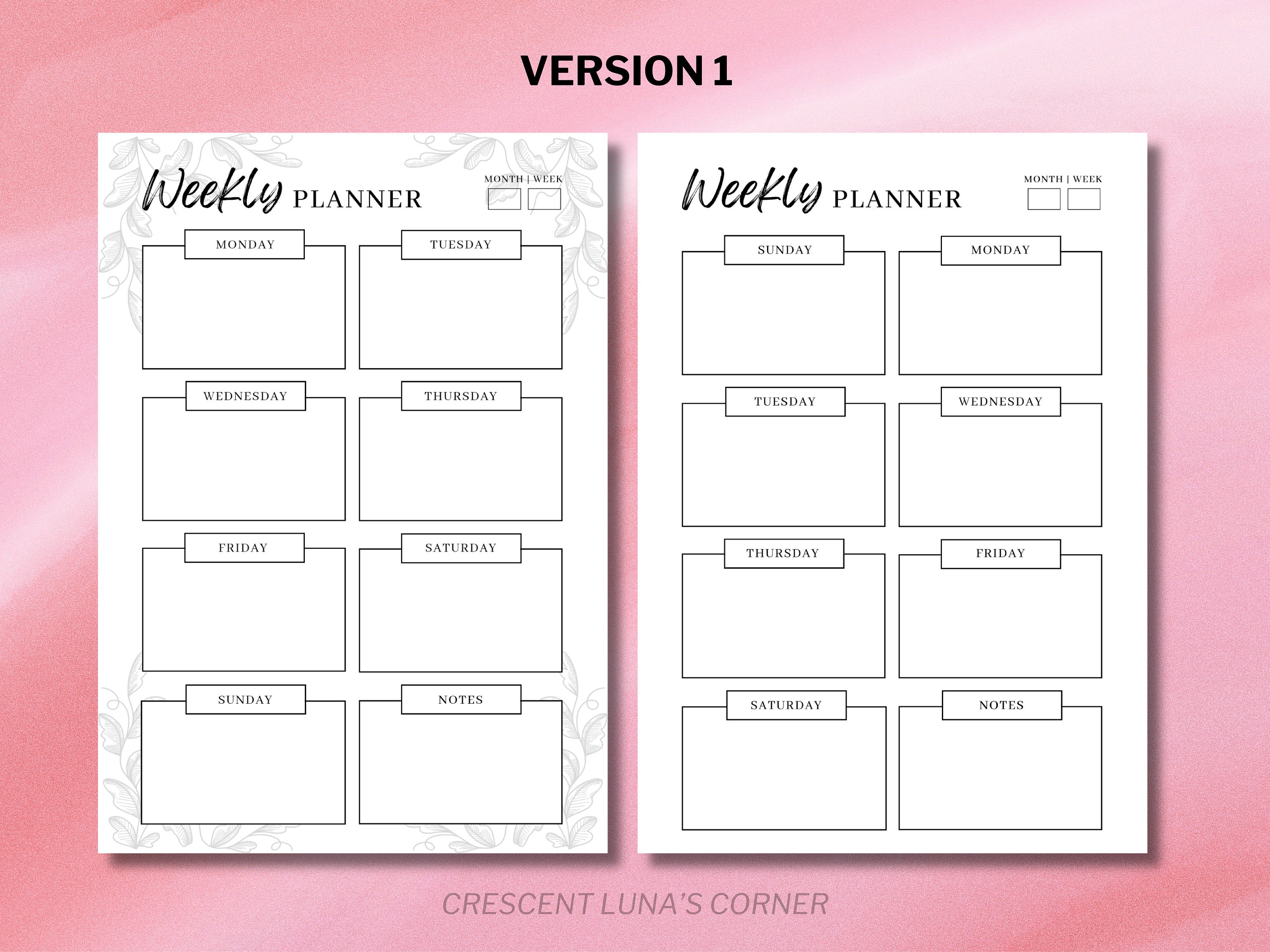 Minimalist Printable Weekly Planner, Weekly Organizer, Weekly Planner ...