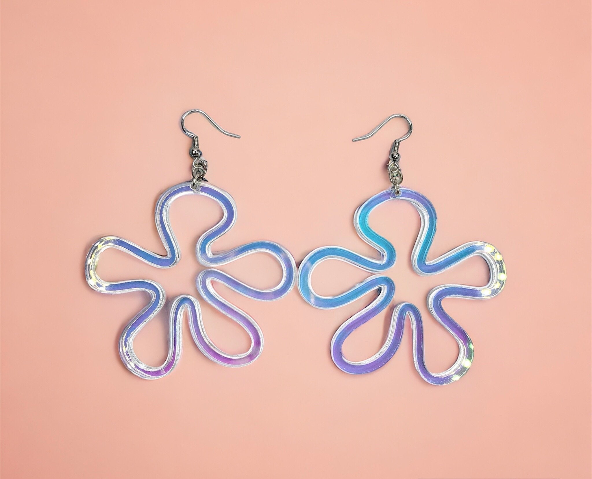 Groovy Spongebob Flower Cloud Acrylic Earrings 70s Hippy Rave ...