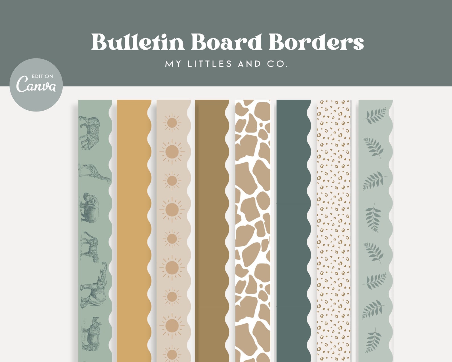 Printable Bulletin Board Borders Earthy Safari Children's - Etsy
