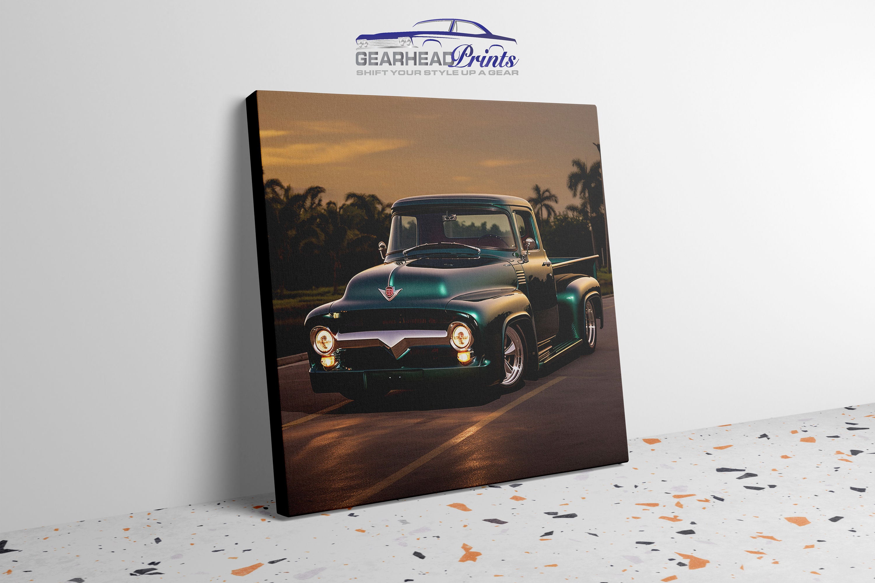 1956 Ford F-100 Truck Canvas Print - Vintage Pickup Sunset Art ...