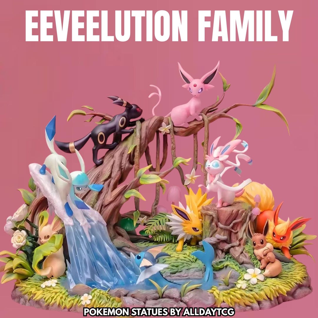Custom Pokemon Eevee Statue Anime Figure Eeveelution Collector's ...