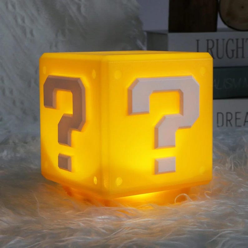 Custom Super Mario Bros Question Block Lamp Night Light Game Block ...