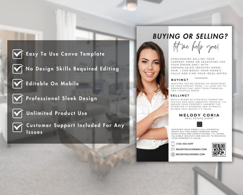 Editable Real Estate Flyer for Buying or Selling, Professional Realtor ...