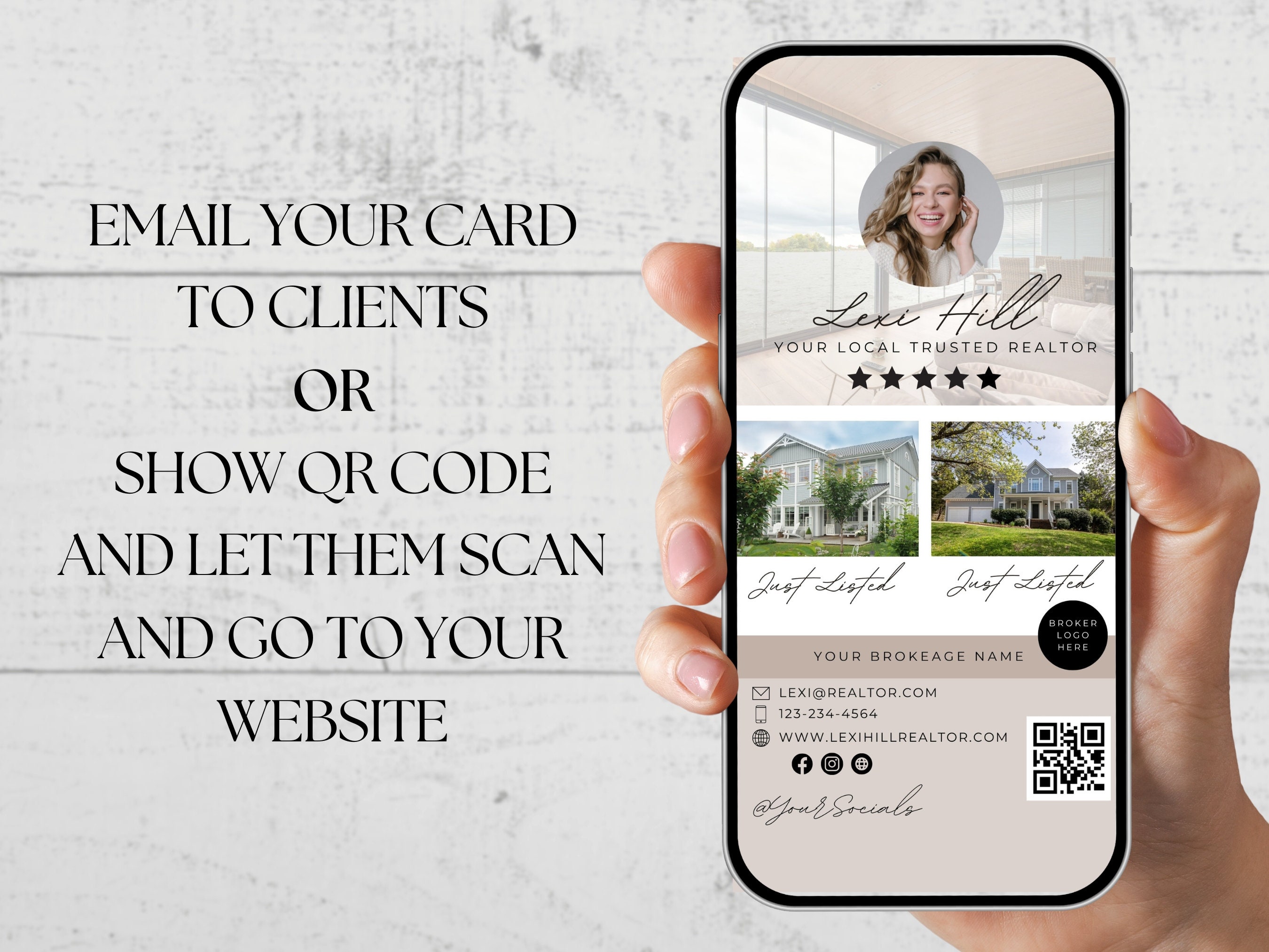 Digital QR Code Real Estate Business Card | Virtual Card Realtor ...