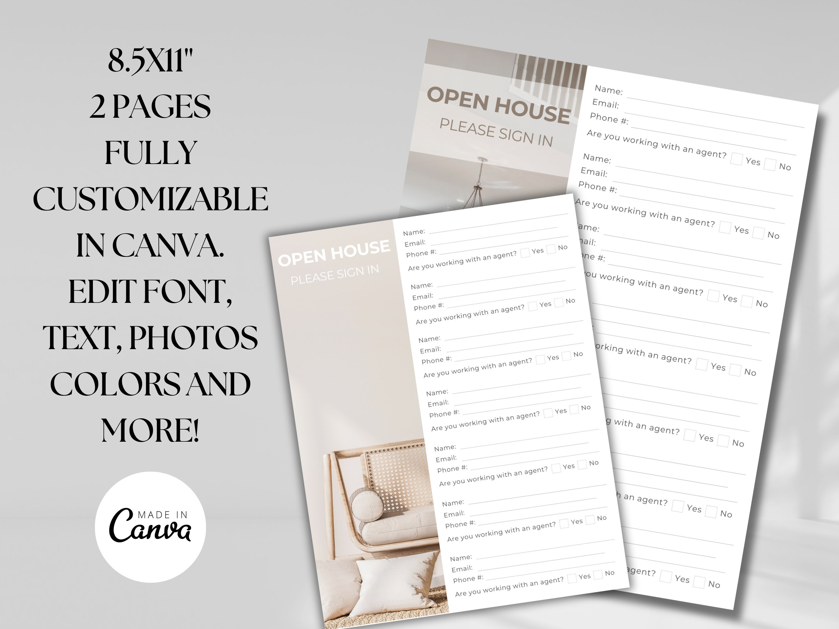 Modern Minimalist Open House Guest Sign in Sheet Realtor - Etsy