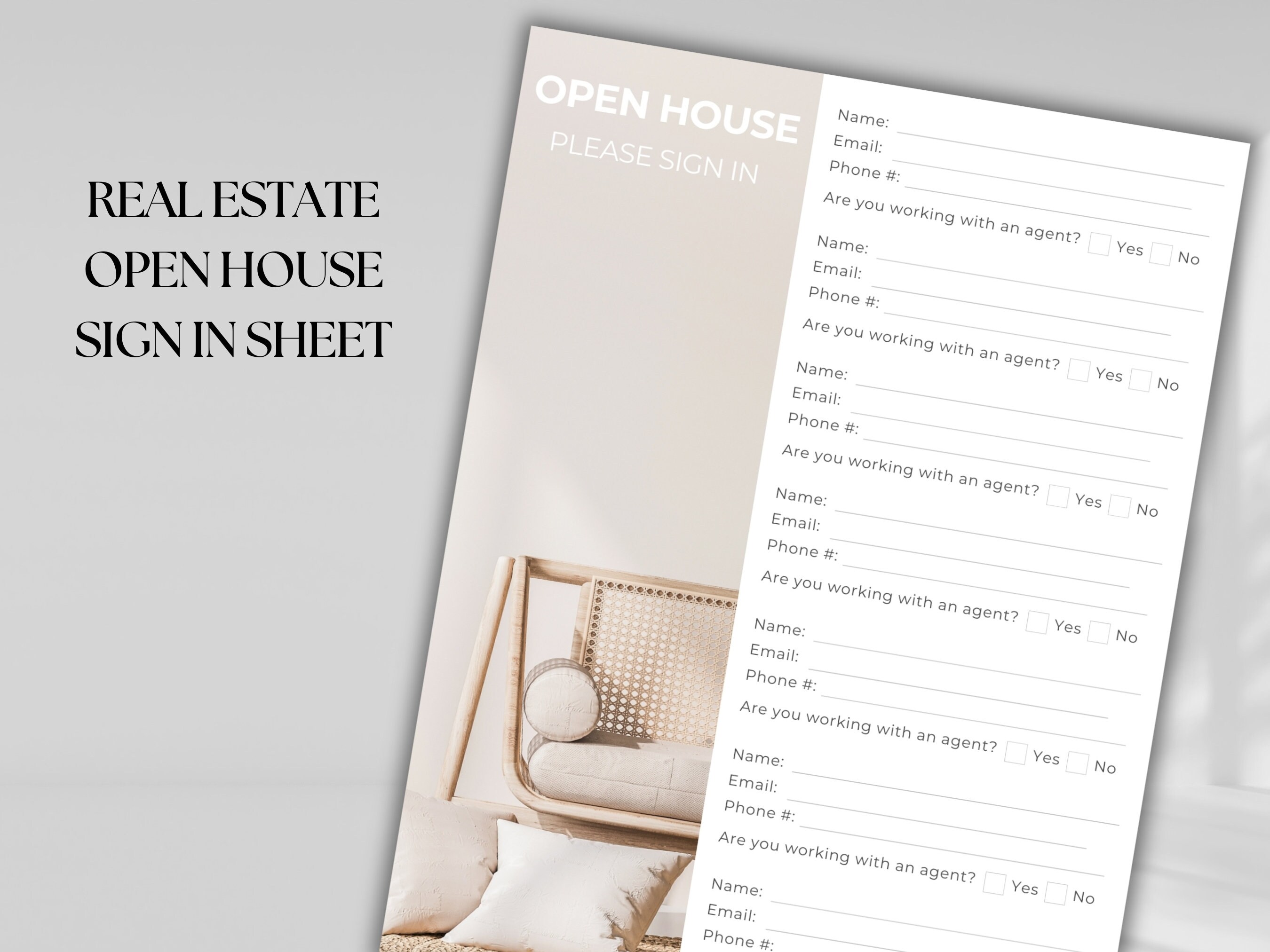 Modern Minimalist Open House Guest Sign in Sheet Realtor - Etsy