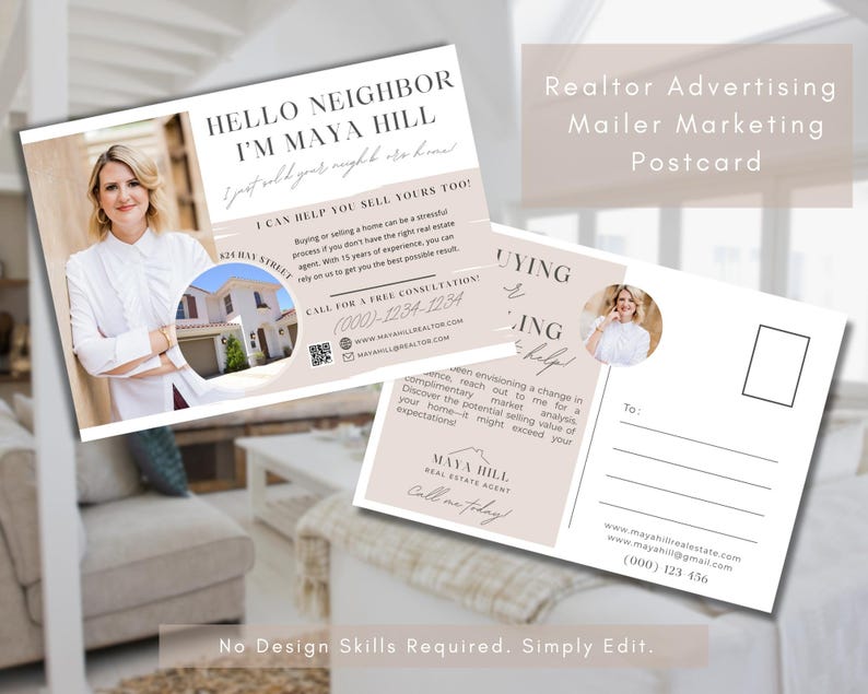 Realtor Mailer Postcard, Realtor Advertising, Real Estate Postcard ...