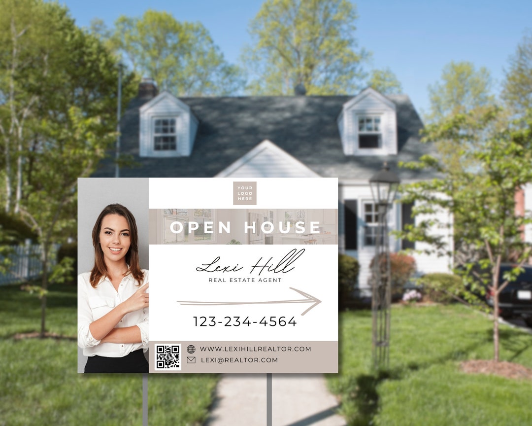 Modern Real Estate Yard Open House Sign Template | for Sale Yard Sign ...