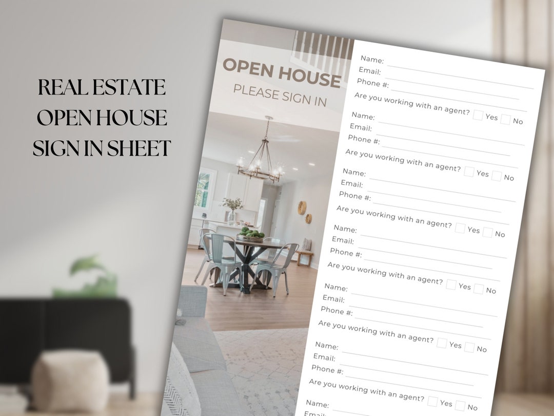 Modern Minimalist Open House Guest Sign in Sheet | Realtor Data ...