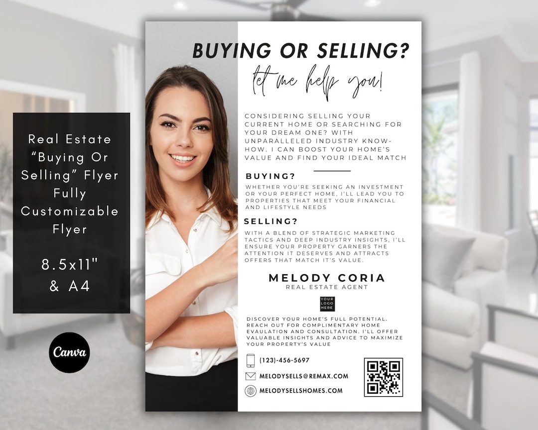 Editable Real Estate Flyer for Buying or Selling, Professional Realtor ...