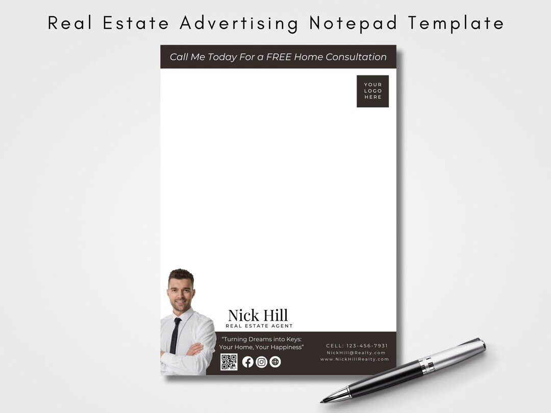 Personalized Real Estate Notepad Template, Writing Pad, Marketing Tools ...