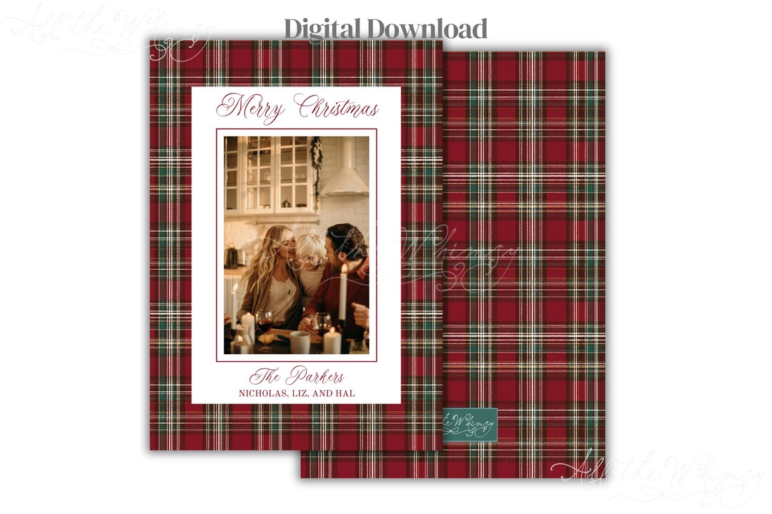 Red Plaid Christmas Card : Personalized Digital Download - Etsy
