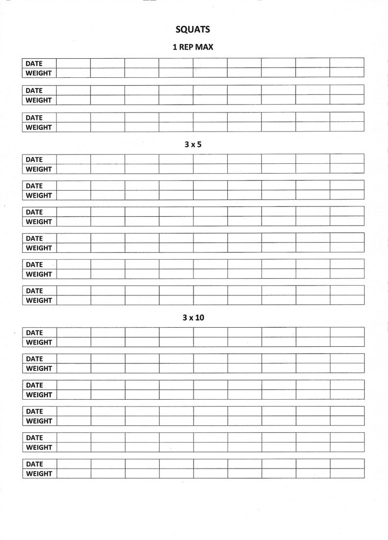 My Workout Sheets - Etsy