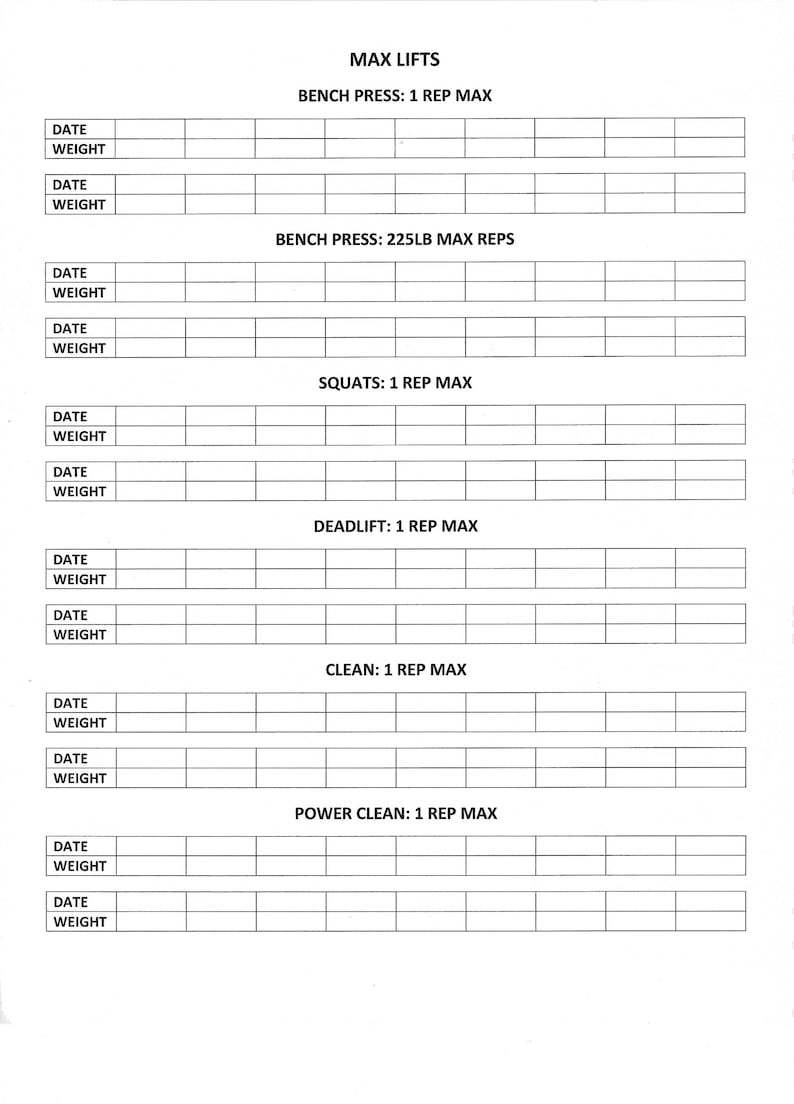 My Workout Sheets - Etsy
