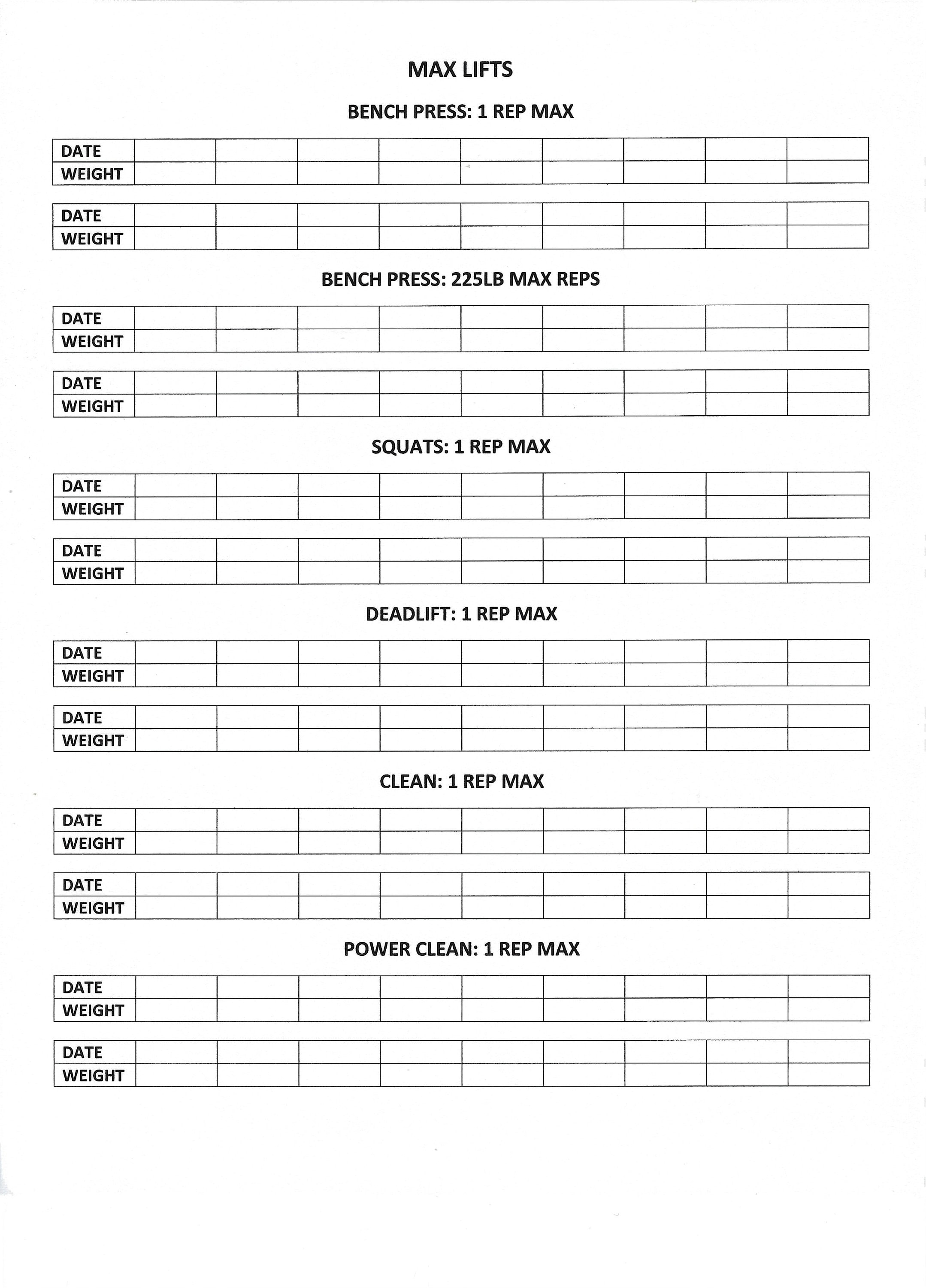 My Workout Sheets - Etsy