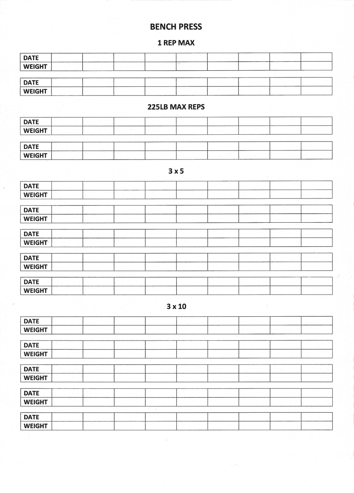 My Workout Sheets - Etsy