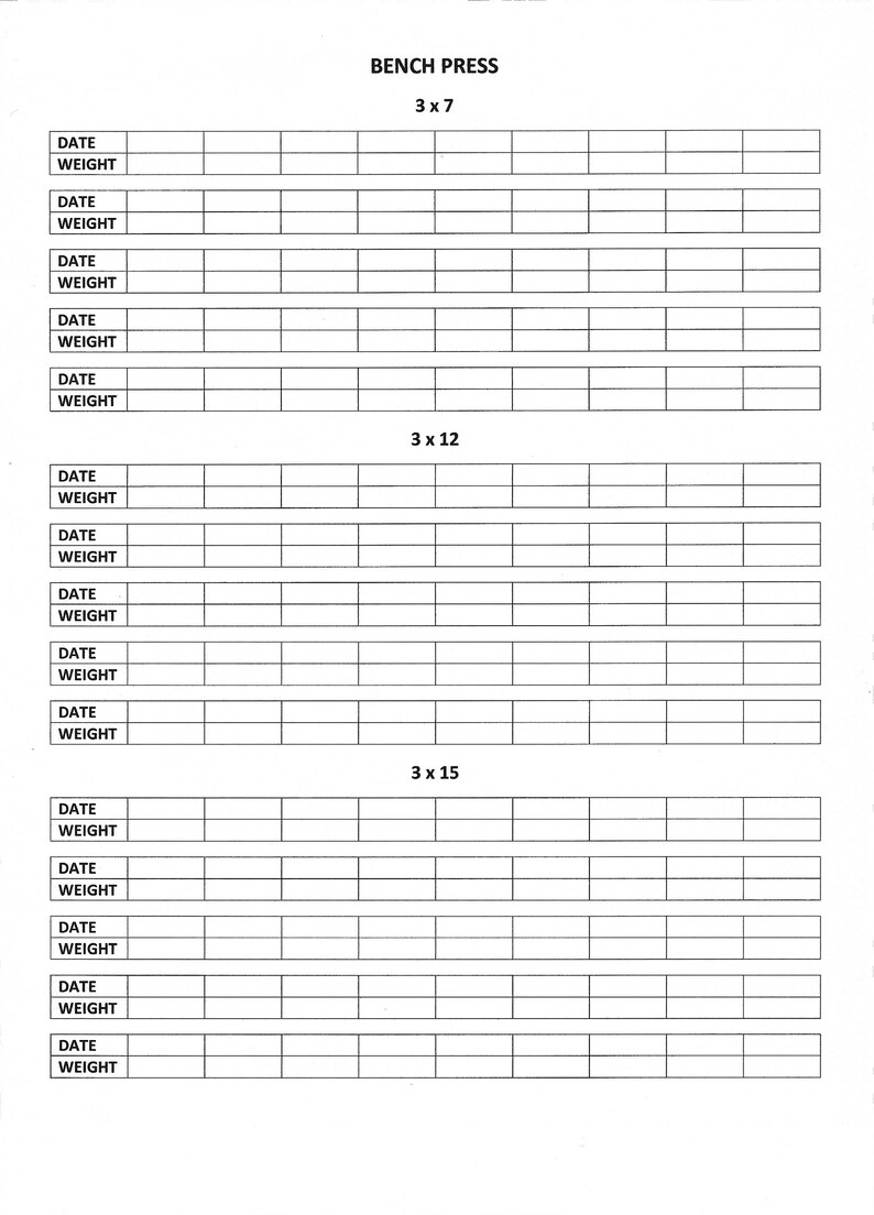 My Workout Sheets - Etsy