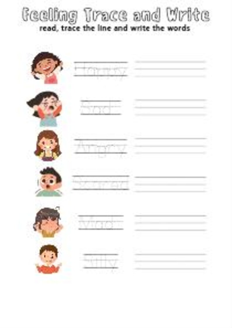 Emotion Worksheets for Toddler, Prek & Kindergarden - Etsy